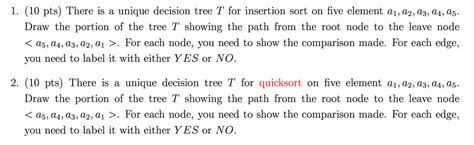 Solved There Is A Unique Decision Tree T For Insertion Sort