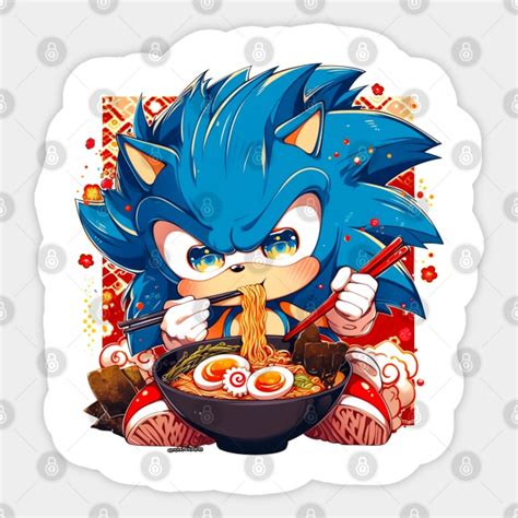 Sonic Eat Ramen Sonic Sticker Teepublic
