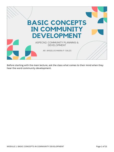 Module 1 Basic Concepts In Community Development Pdf Community