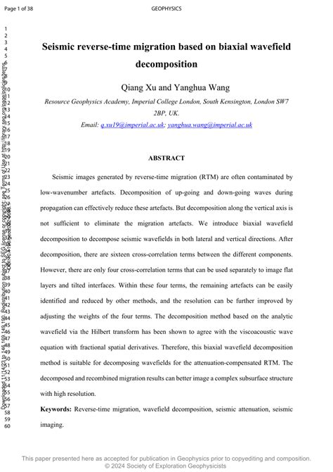 Pdf Seismic Reverse Time Migration Based On Biaxial Wavefield