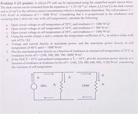 Problem 5 21 Points A Silicon PV Cell Can Be Chegg Com