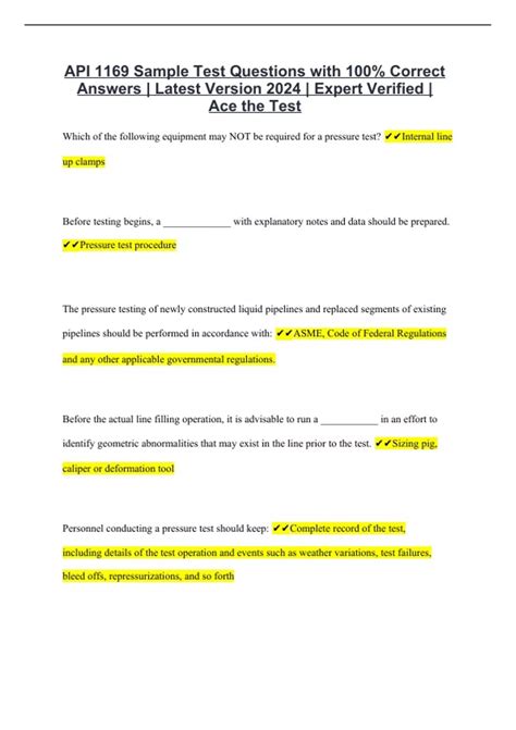 Api 1169 Sample Test Questions With 100 Correct Answers Latest
