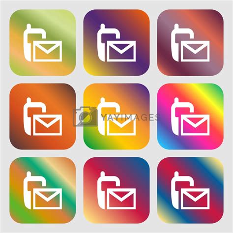 Mail Icon Envelope Symbol Message Sms Sign Nine Buttons With Bright Gradients For Beautiful