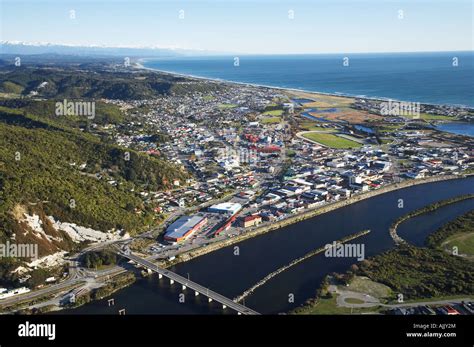 Grey River And Greymouth West Coast South Island New Zealand Aerial