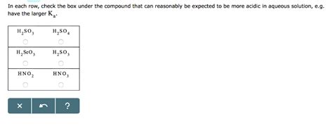 Solved In Each Row Check The Box Under The Compound That