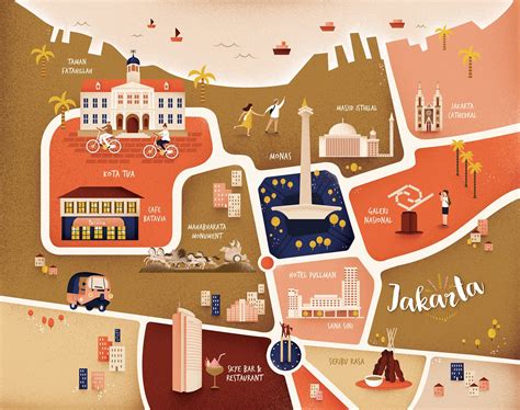 24 Hours In Jakarta On Behance Maps Illustration Design City Maps