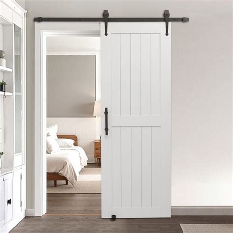 Porte De Grange Coulissante Vevor 762 X 2134 Mm Panneau Mdf Surface En Pvc Imperméable Cadre En