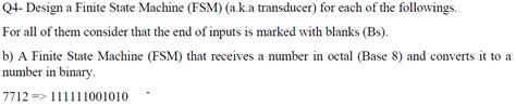 Solved Q4 Design A Finite State Machine FSM A K A Chegg Com