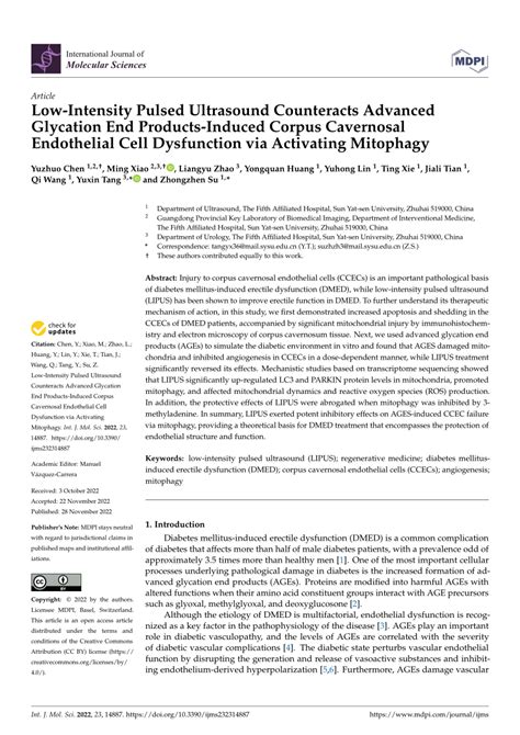 Pdf Low Intensity Pulsed Ultrasound Counteracts Advanced Glycation End Products Induced Corpus