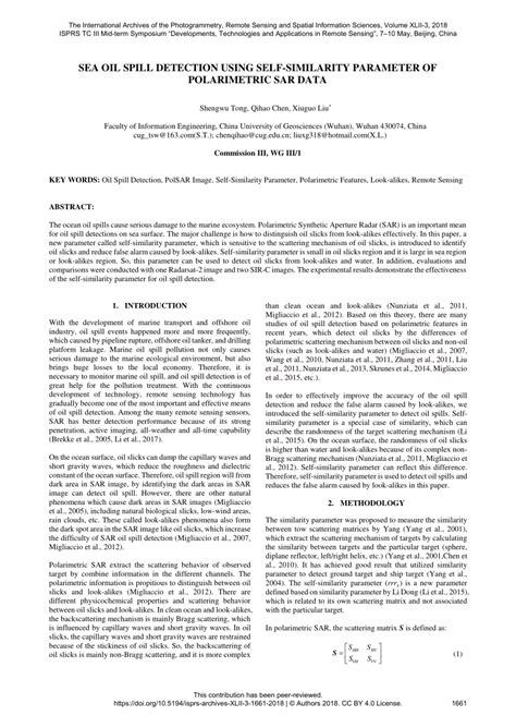 Pdf Sea Oil Spill Detection Using Self Similarity Parameter Of Polarimetric Sar Data