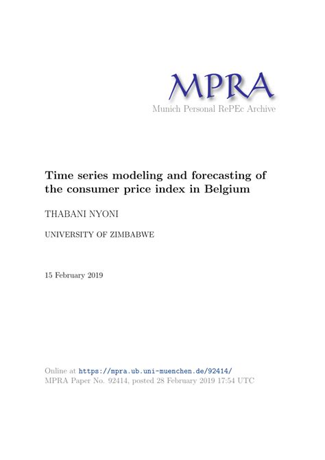 Pdf Time Series Modeling And Forecasting Of The Consumer Price Index In Belgium