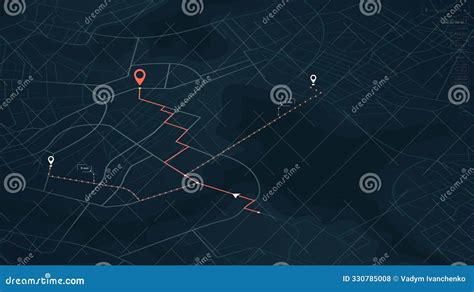 Futuristic Route Dashboard Gps Tracking Map Navigate Mapping Technology And Final Destination