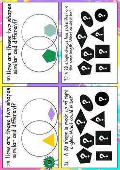 D Shape Task Cards Attributes Activities Two Dimensional Shapes