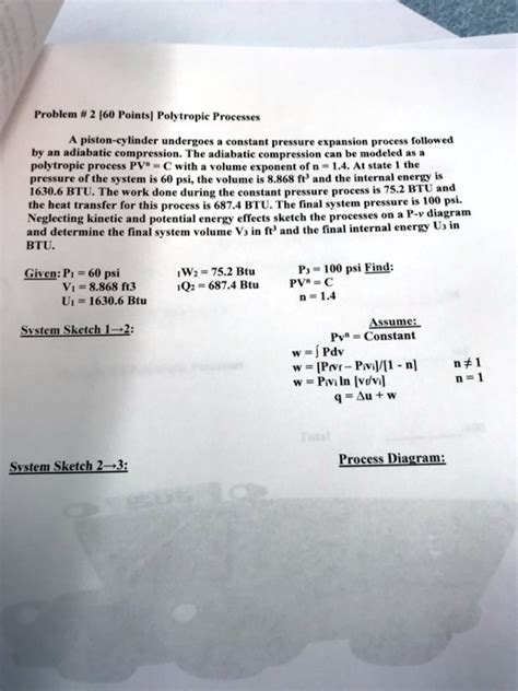 Solved Problem 2 [60 Points] Polytropic Processes A Piston Cylinder
