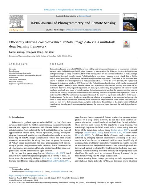 Pdf Efficiently Utilizing Complex Valued Polsar Image Data Via A Multi Task Deep Learning