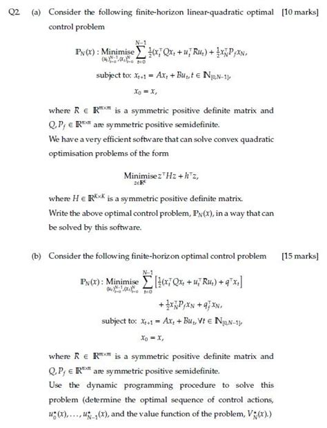 A Consider The Following Finite Horizon