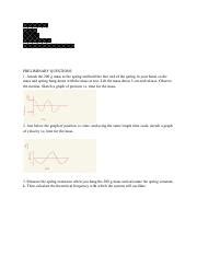 Lab Simple Harmonic Motion Pdf PRELIMINARY QUESTIONS Attach The G Mass To The Spring