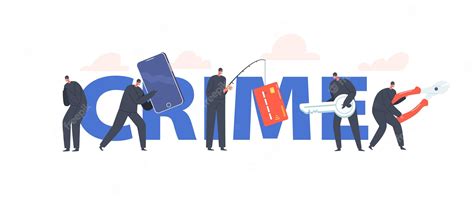 Premium Vector Cyber Crime Concept Hackers And Criminals Phishing Stealing Private Personal