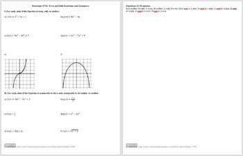 Functions XVII Even And Odd Functions And Symmetry By Jane Gillette
