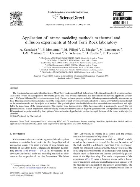 Pdf Application Of Inverse Modeling Methods To Thermal And Diffusion