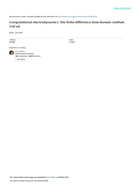 Computational Electrodynamics The Finite Difference Time Domain Method 2nd Ed Pdf