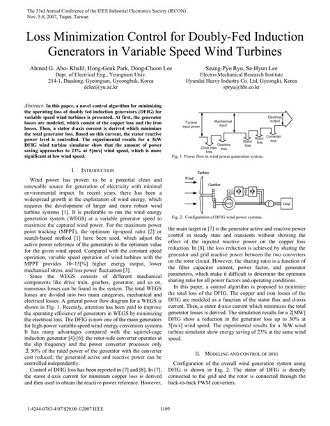 Pdf Loss Minimization Control For Doubly Fed Induction Generators In Variable Speed Wind Turbines