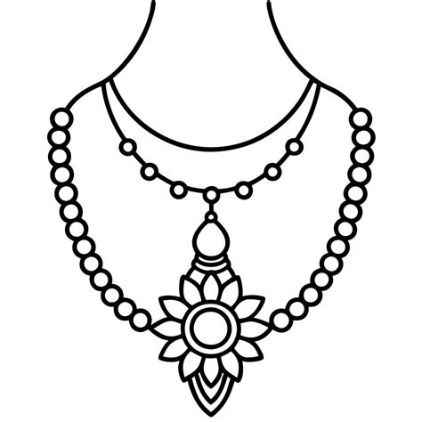 Traditional Indian Jewelry Line Art For Diwali Illustration Line Art