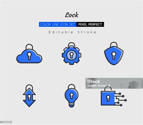 채워진 컬러 라인 아이콘 기호 세트 자물쇠 디지털 기술 화살표 전송 보안 구름 나풀이 회로 고립 된 평면 벡터 디자인 편집 가능한 스트로크 64 픽셀 완벽한 디지털 디자인