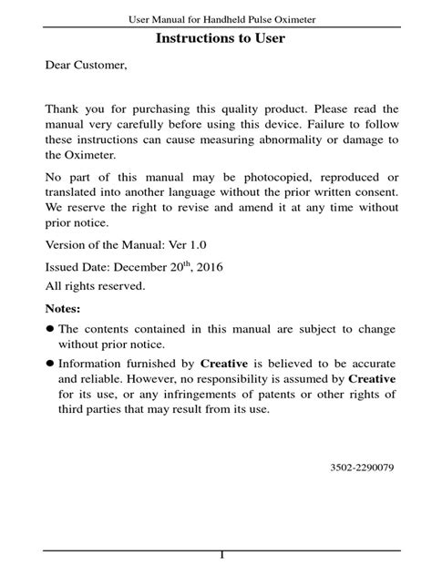 User Manual For Handheld Pulse Oximeter Pdf Hemoglobin Usb