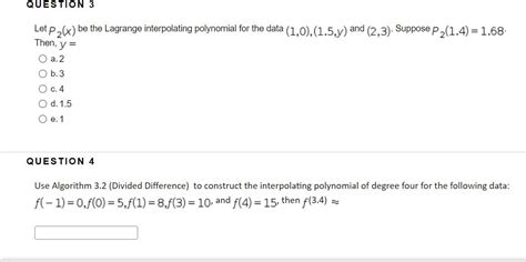 Solved Let P2 X Be The Lagrange Interpolating Polynomial Chegg