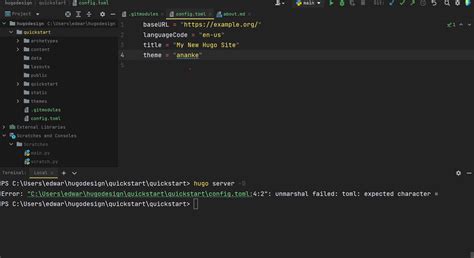 Error Whilst Following Quickstart Instructions Unmarshal Failed Toml Expected Character