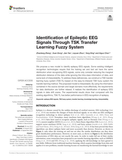Pdf Identification Of Epileptic Eeg Signals Through Tsk Transfer Learning Fuzzy System