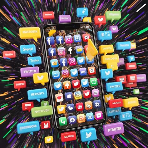 A Smartphone Screen Exploding With Colorful Social Media Notifications Premium Ai Generated Image