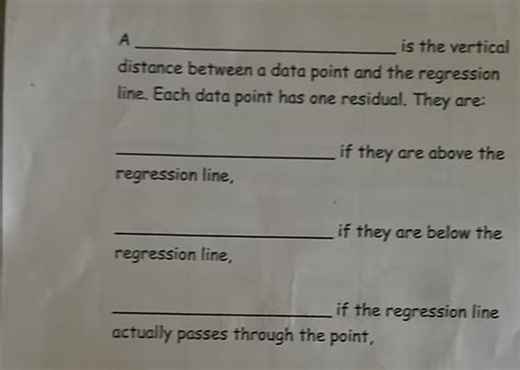 A Is The Vertical Distance Between A Data Point And The Regression Line Each Data Poi Statistics