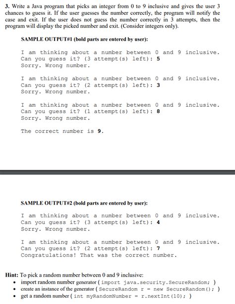 Solved 3 Write A Java Program That Picks An Integer From 0