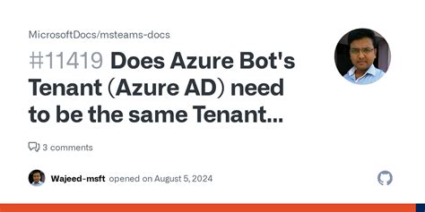 does azure bot s tenant azure ad need to be the same tenant with teams o365 to enable teams