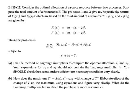 Solved 2 1515 Consider The Optimal Allocation Of A