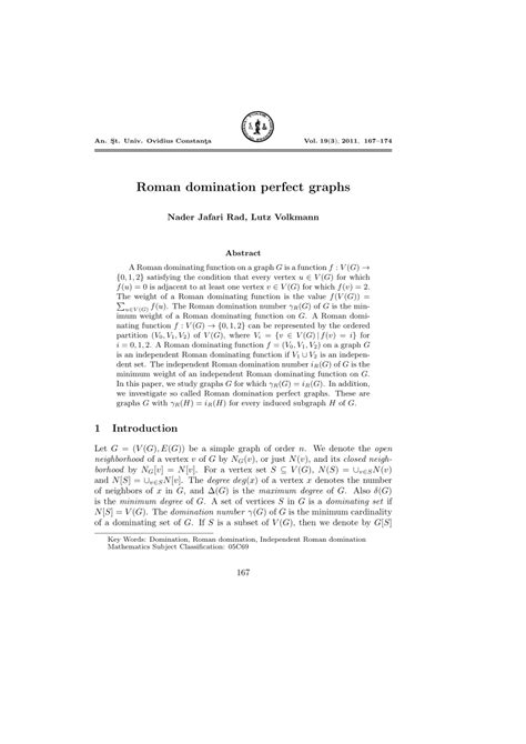 Pdf Roman Domination Perfect Graphs