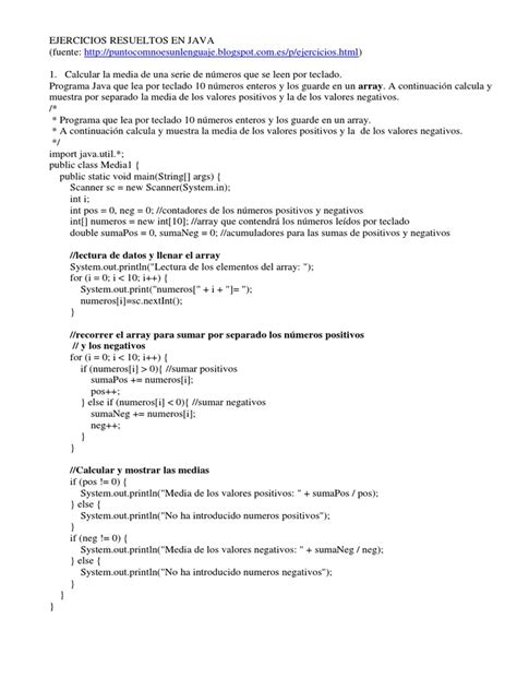 ejercicios resueltos en java pdf java lenguaje de programación
