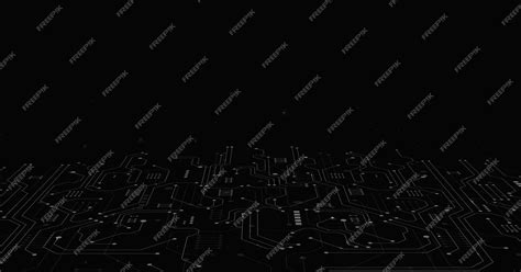 Premium Vector Grey Circuit Connection On Black Background Hightech Circuit Board Connection