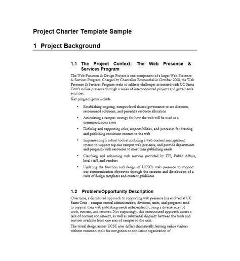 40 Project Charter Templates And Samples [excel Word] Templatearchive