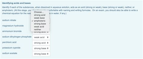 Solved Identifying Acids And Bases Identify If Each Of The Chegg Com