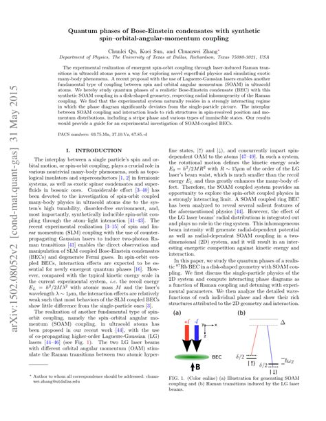 Pdf Quantum Phases Of Bose Einstein Condensates With Synthetic Spin Orbital Angular Momentum