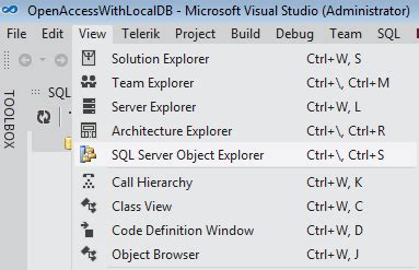Telerik OpenAccess ORM Using SQL Server 2012 LocalDB
