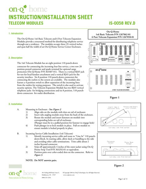 Legrand 1 X 6 Basic Telecom Module Is 0058 Installation Guide Manualzz