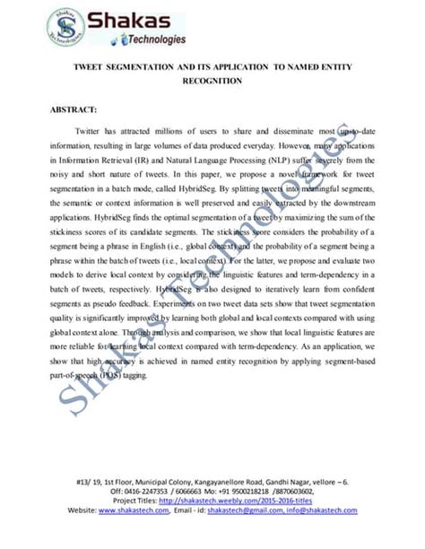 Tweet Segmentation And Its Application To Named Entity Recognition Pdf