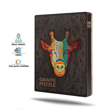 Еко дървен пъзел Жираф 250 части за възрастни и деца Висококачествен 3d дървен пъзел с дървена