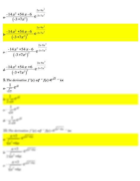 Solution Derivatives Some Examples Of Exercises Natural Exponential