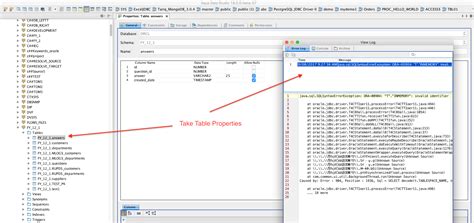 Oracle C Table Properties Java Sql SQLSyntaxErrorException ORA T