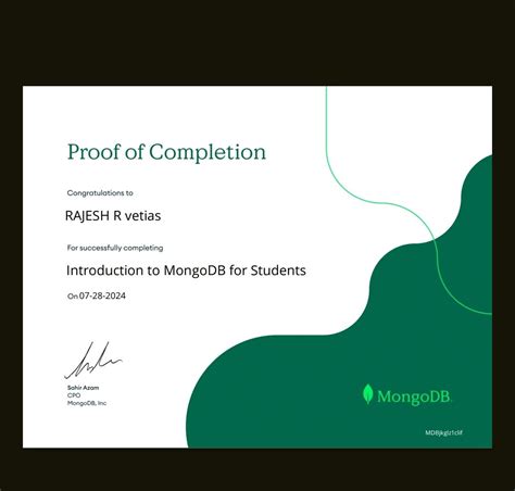 R Rajesh On Linkedin I Have Successfully Completed A Mongodb Beginner Course Gaining